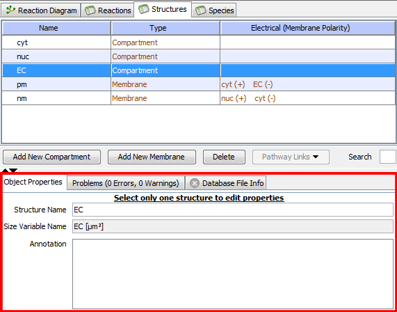 Structure Properties Pane