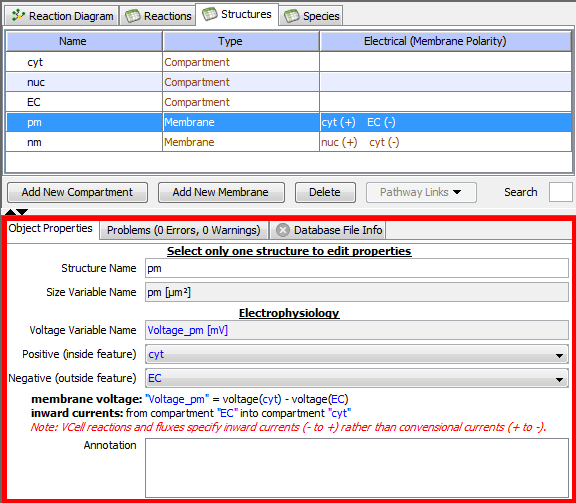 Structure Properties Pane